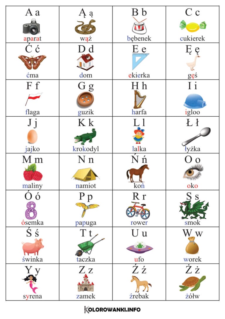 Alfabet do druku w PDF. Pisany i drukowany - Kolorowanki.info
