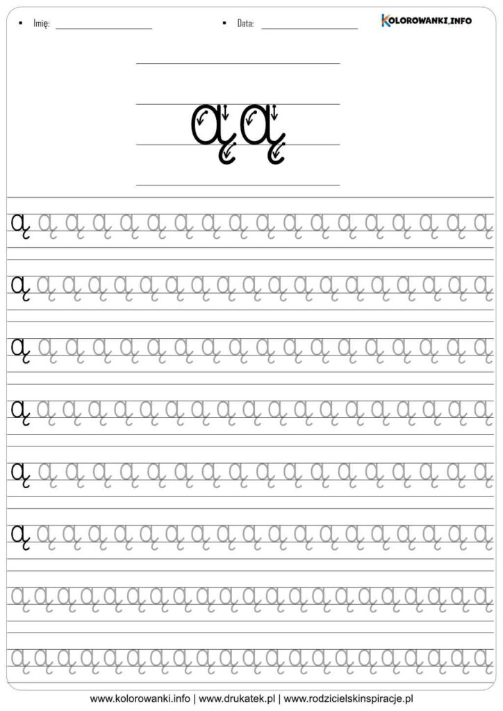 Litera Ą Nauka Pisania Do Druku - Kolorowanki.info