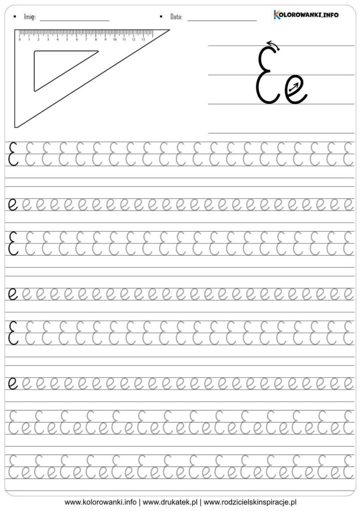 Litera E Nauka Pisania Do Druku - Kolorowanki.info