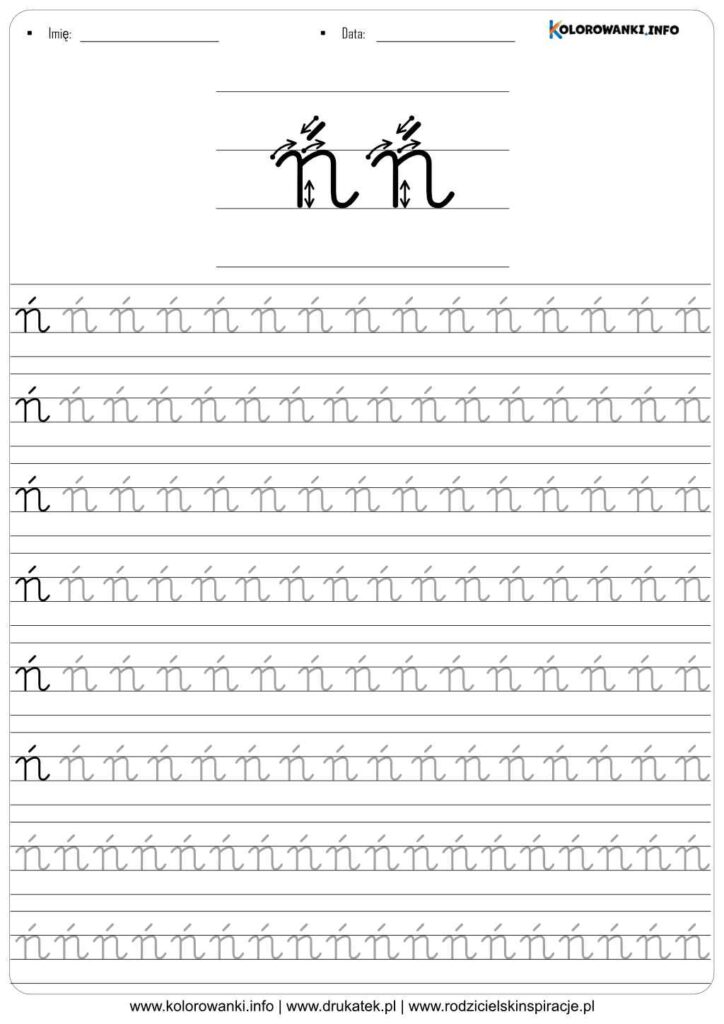 Nauka pisania literek do wydruku dla dzieci. Pisz po śladzie - Kolorowanki.info
