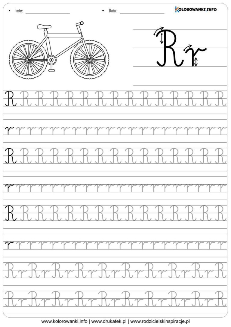 Litera R Nauka Pisania Do Druku - Kolorowanki.info