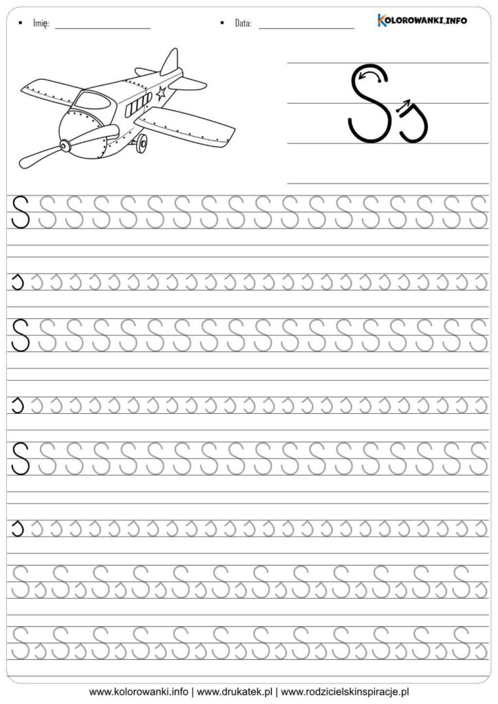 Litera S Nauka Pisania Do Druku - Kolorowanki.info