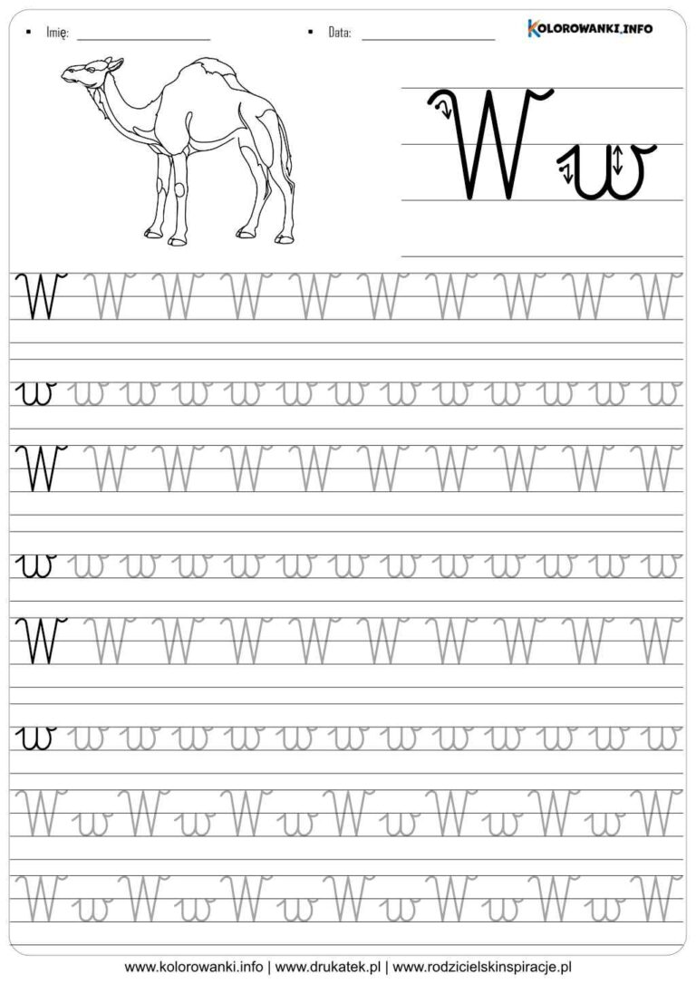 Litera W Nauka Pisania Do Druku - Kolorowanki.info