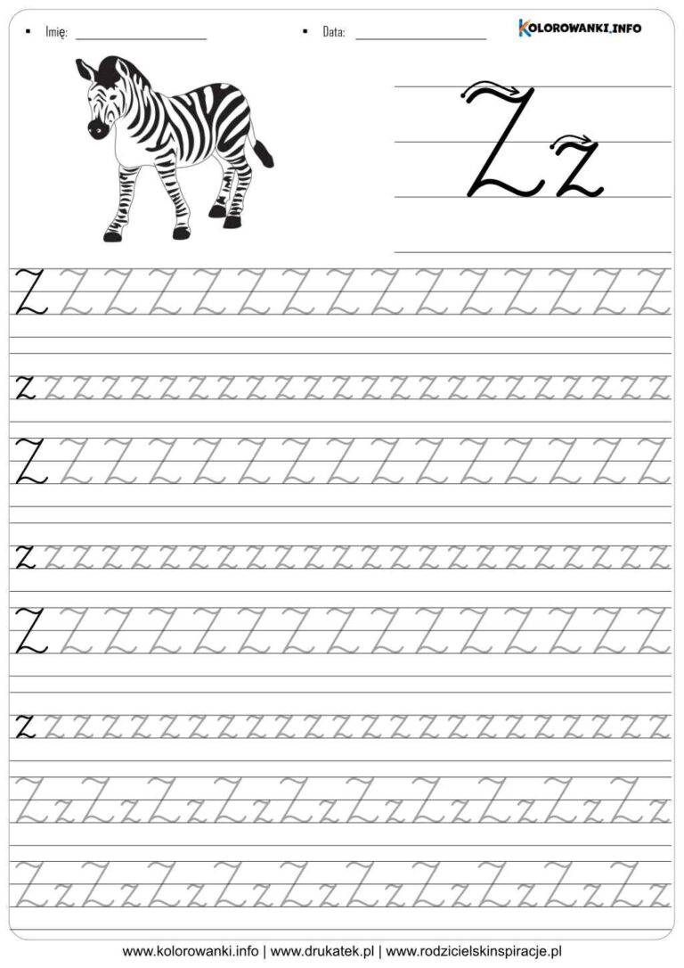 Litera Z Nauka Pisania Do Druku - Kolorowanki.info